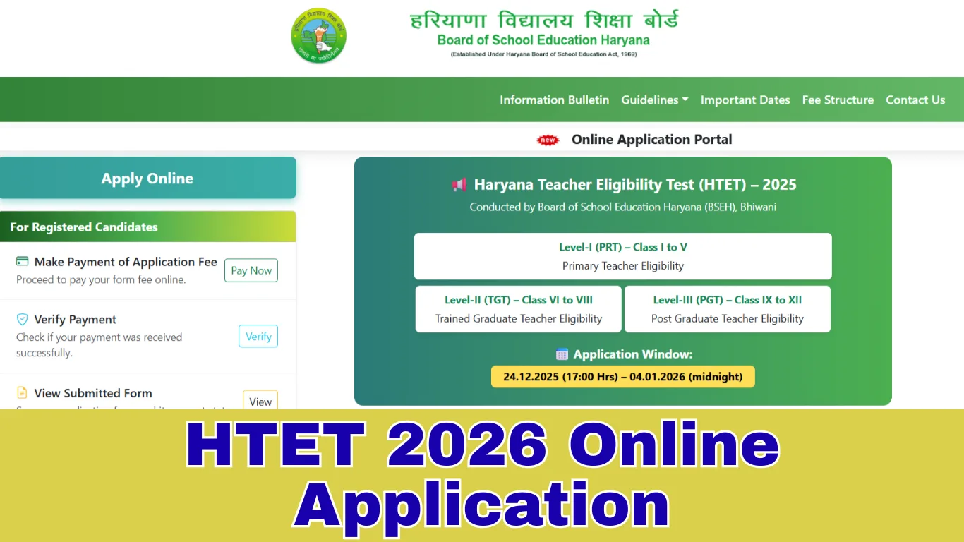 HTET 2026: Online Apply at bseh.org.in - Meghalaya Portal